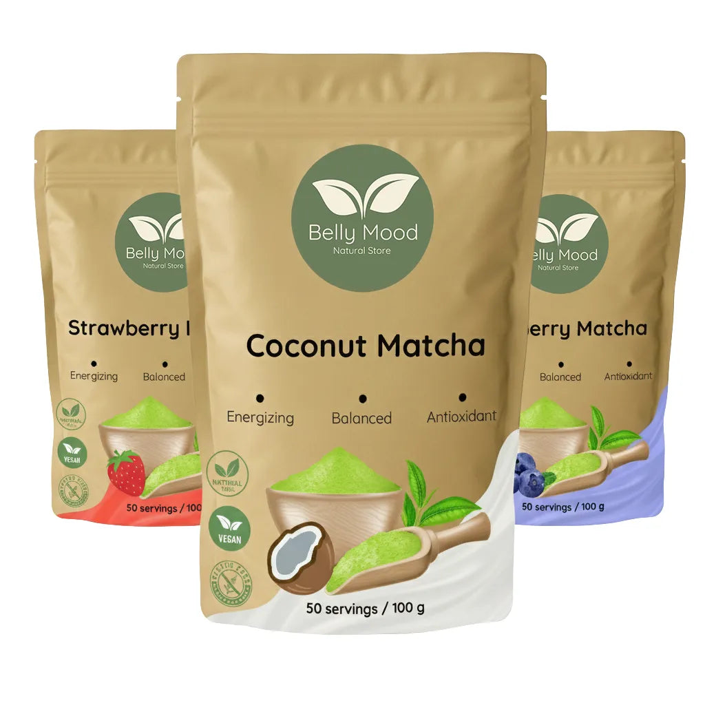 Matcha Rinkinys: Braškė, Kokosas, Mėlynė | Antioksidantai ir Energija ...